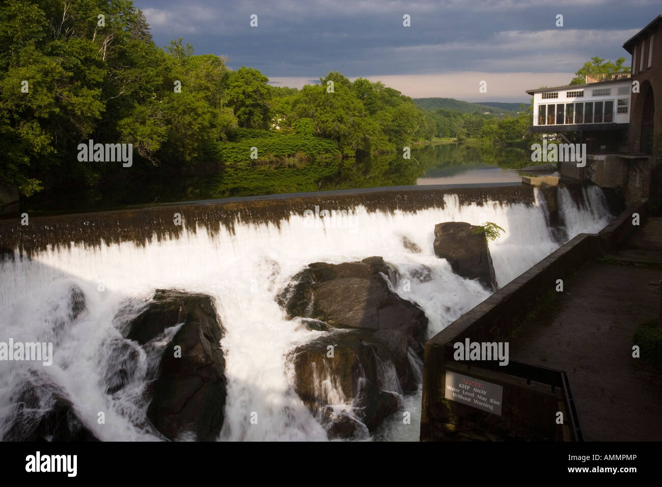 Falls below the covered bridge in Quechee Vermont USA Stock Photo - Alamy
