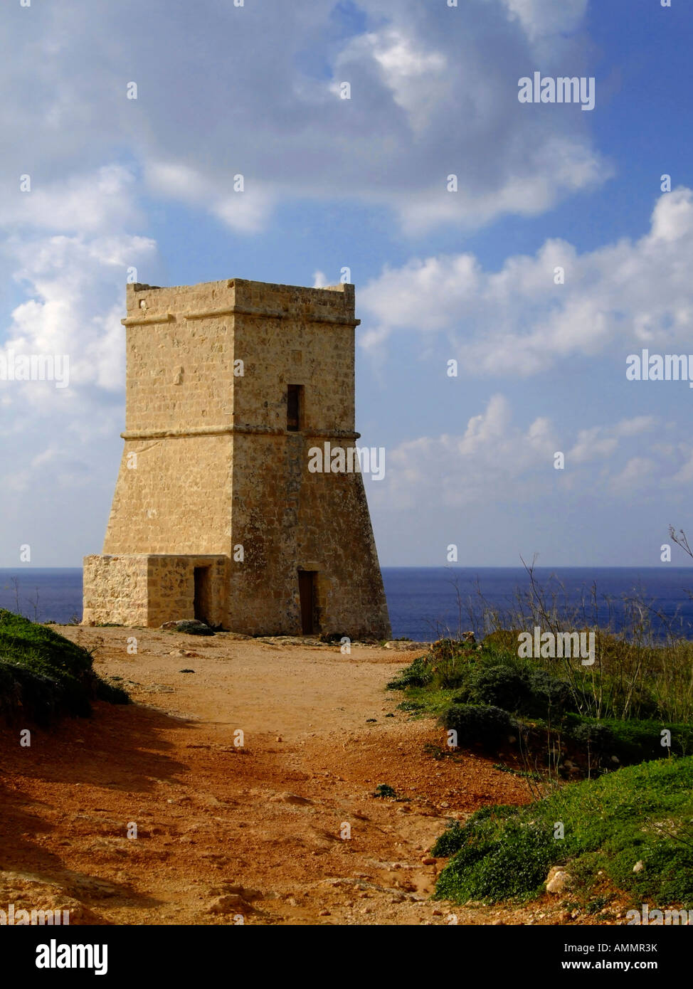 One of the coastal defence towers in Malta Stock Photo - Alamy