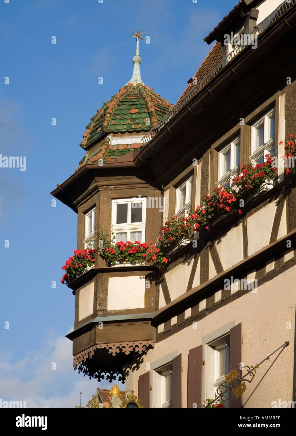 Turret on medieval architecture building Rothenburg ob der Tauber ...