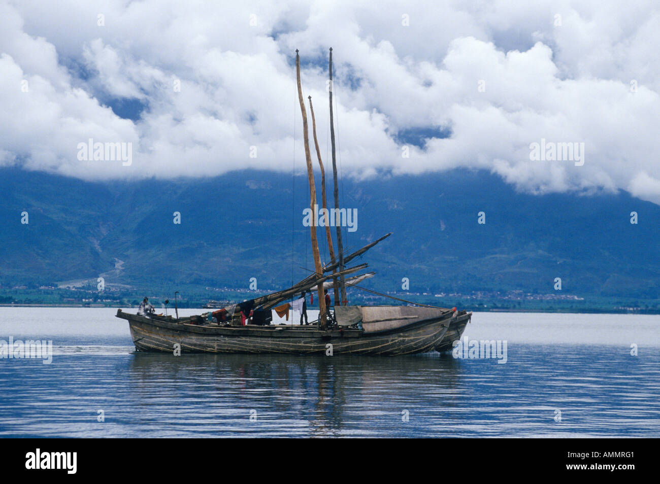 Fishing boat on Erhai Lake in Dali Yunnan Province People s Republic of ...