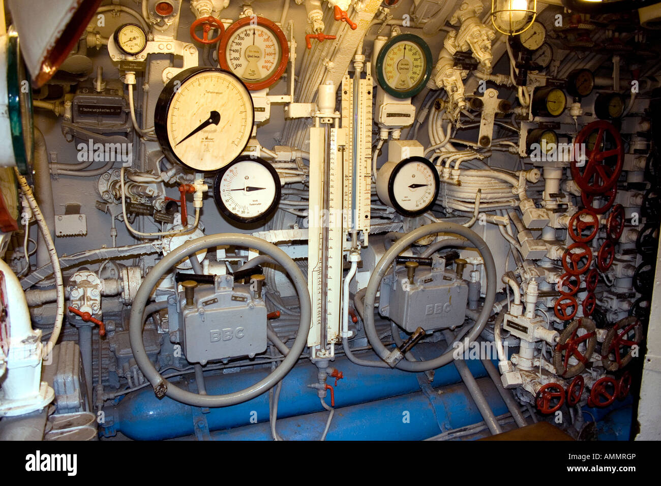 Control Room of Museum Submarine in Laboe Stock Photo - Alamy