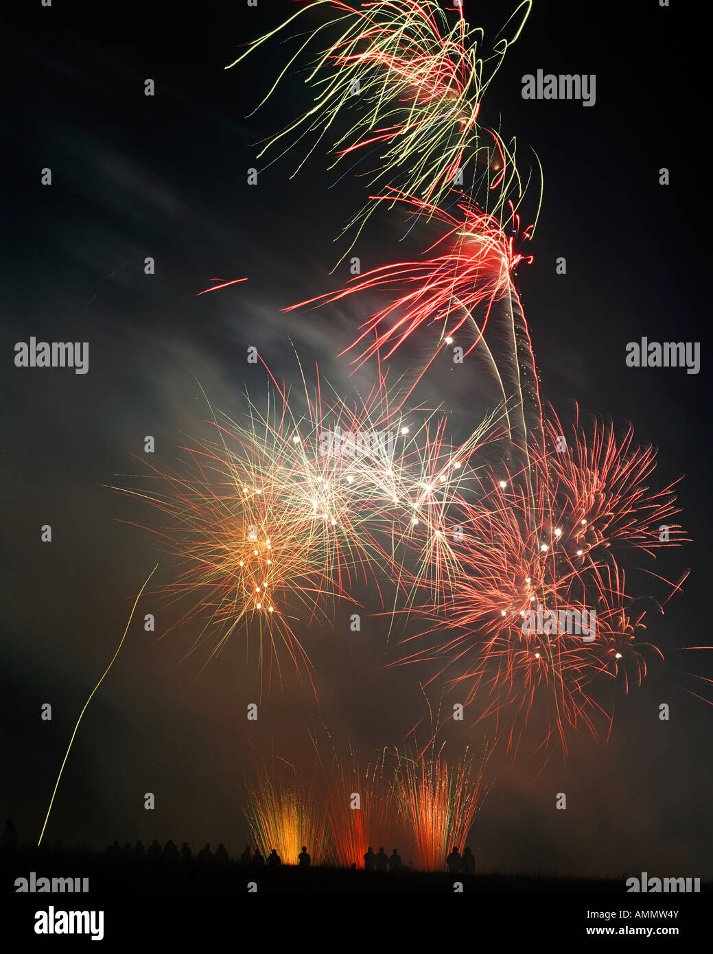 Spectators watch the Lewes Borough Bonfire Society fireworks display ...