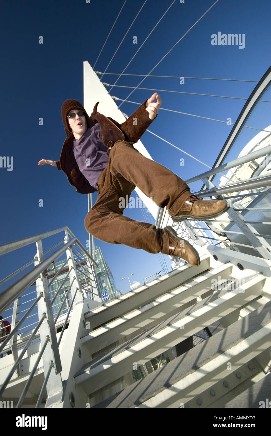 Jumping down stairs hi-res stock photography and images - Alamy
