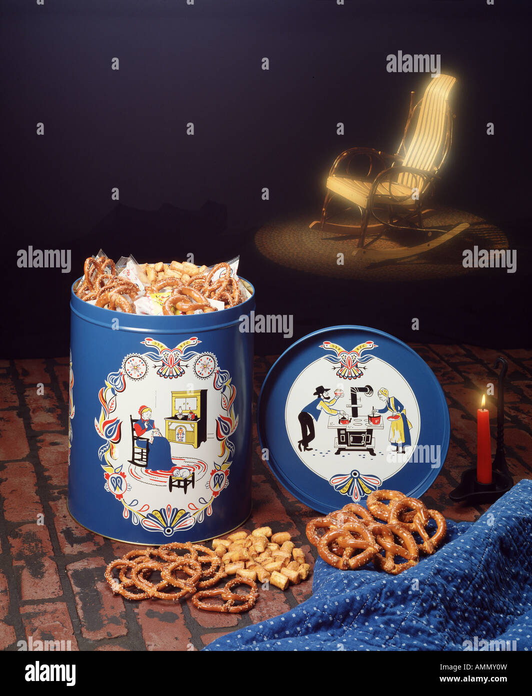 early american design rustic bent wood rocking chair tin containers ...