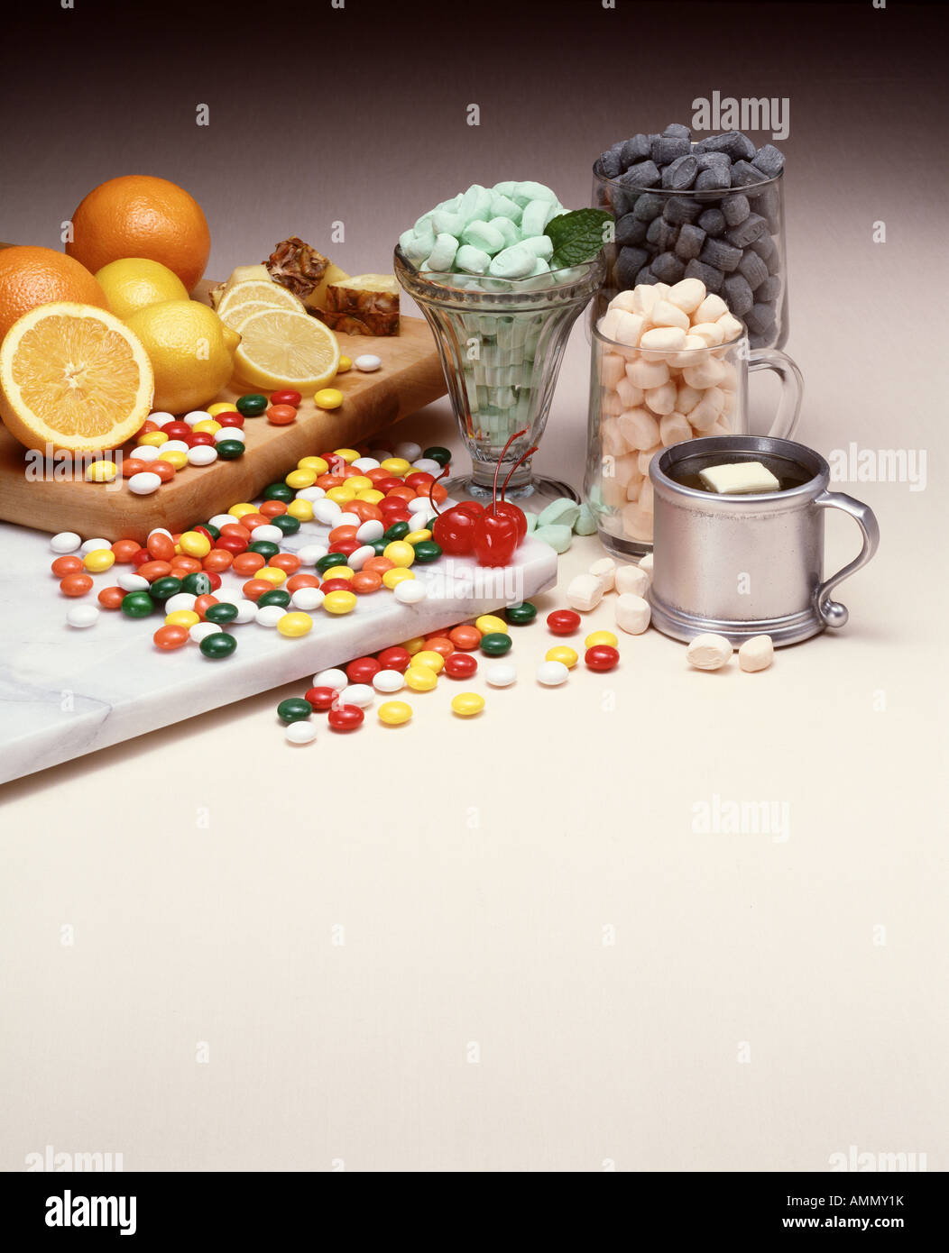 fruit flavored after dinner mint snacks candy orange lemon cherry Stock ...