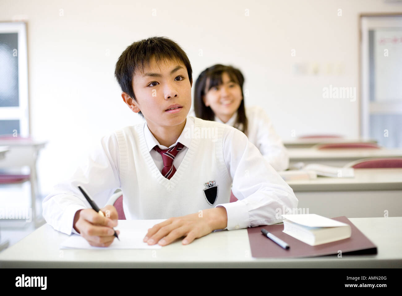 Middle school students studying Stock Photo - Alamy