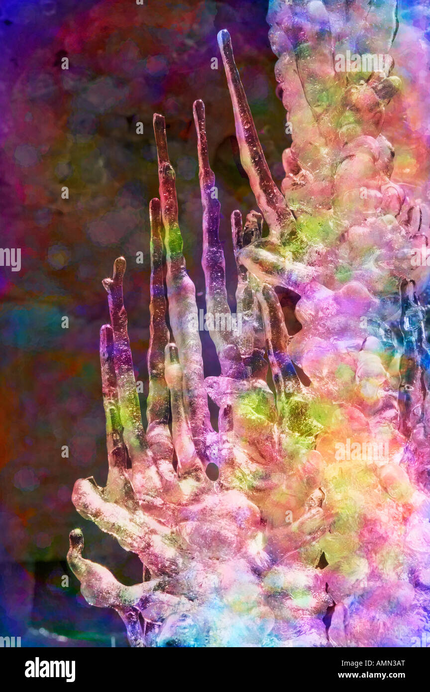 Digitally altered close-up of colorful jewel-like icicles Stock Photo ...