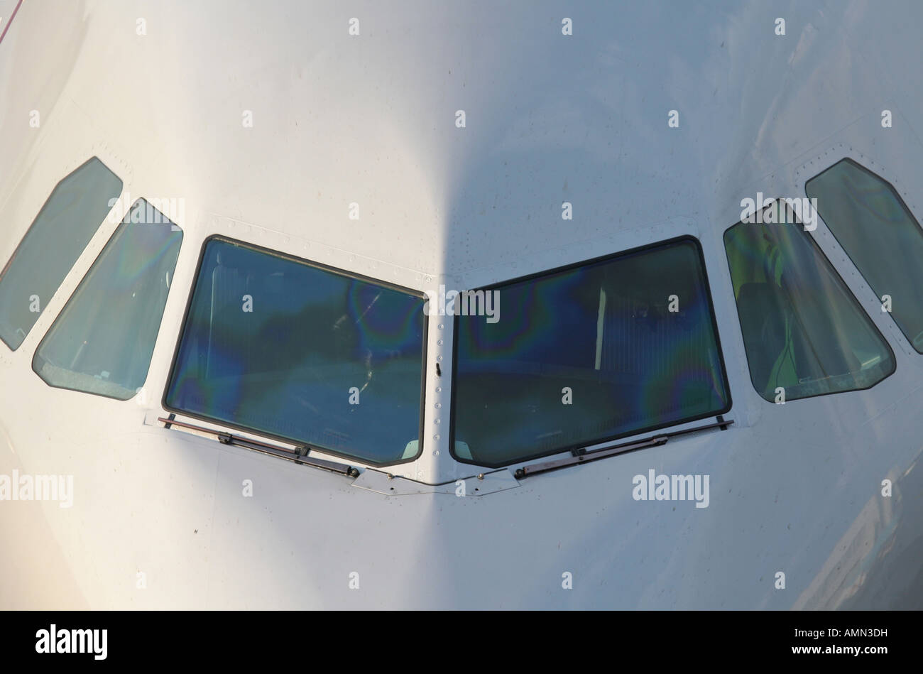 Commercial airplane cockpit windows. Civil aviation and air travel ...