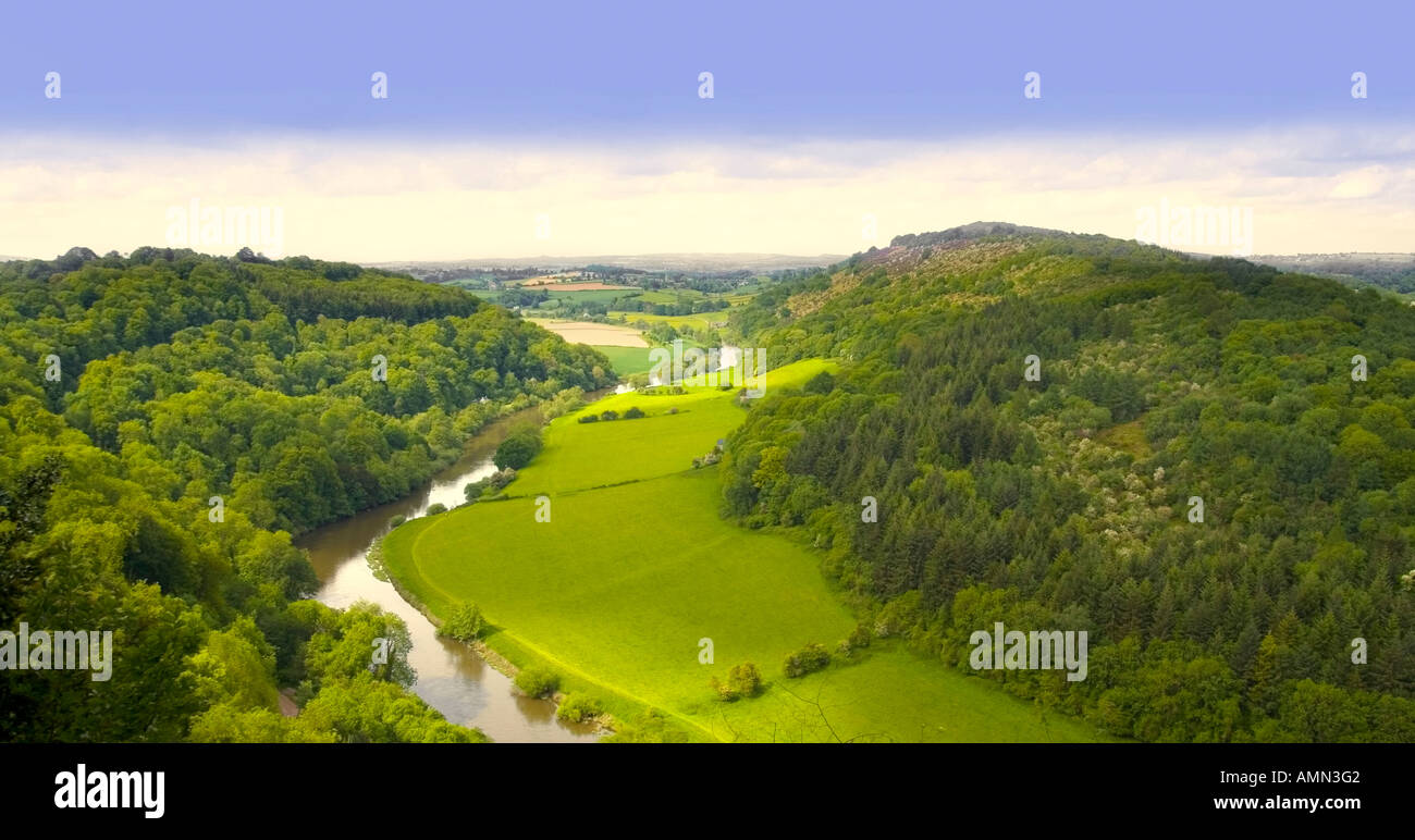 view of the valley of the river wye from symonds yat rock herefordshire ...