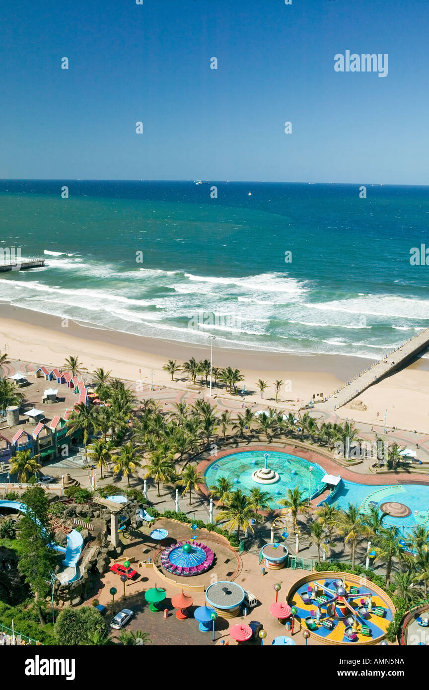 Aerial view of Indian Ocean white sandy beaches pool and ocean pier in ...