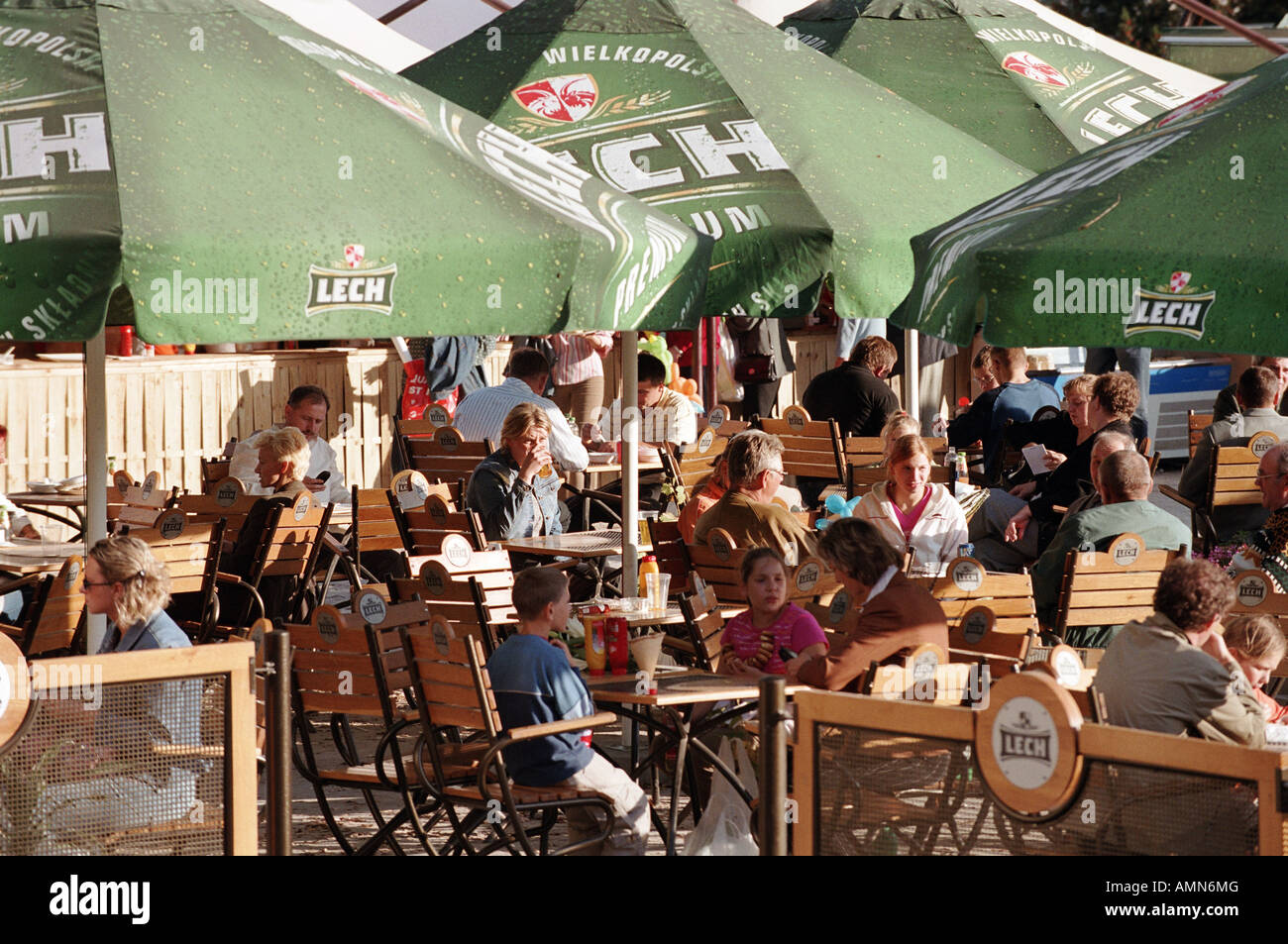 People at a beer garden in Poznan, Poland Stock Photo - Alamy