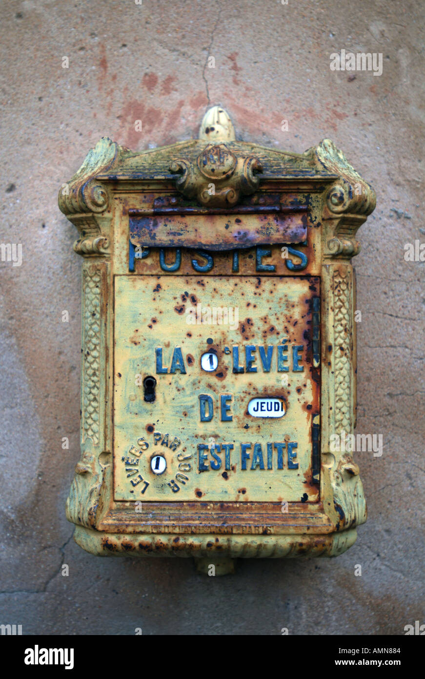 Old French Post Box in Limeuil Stock Photo - Alamy