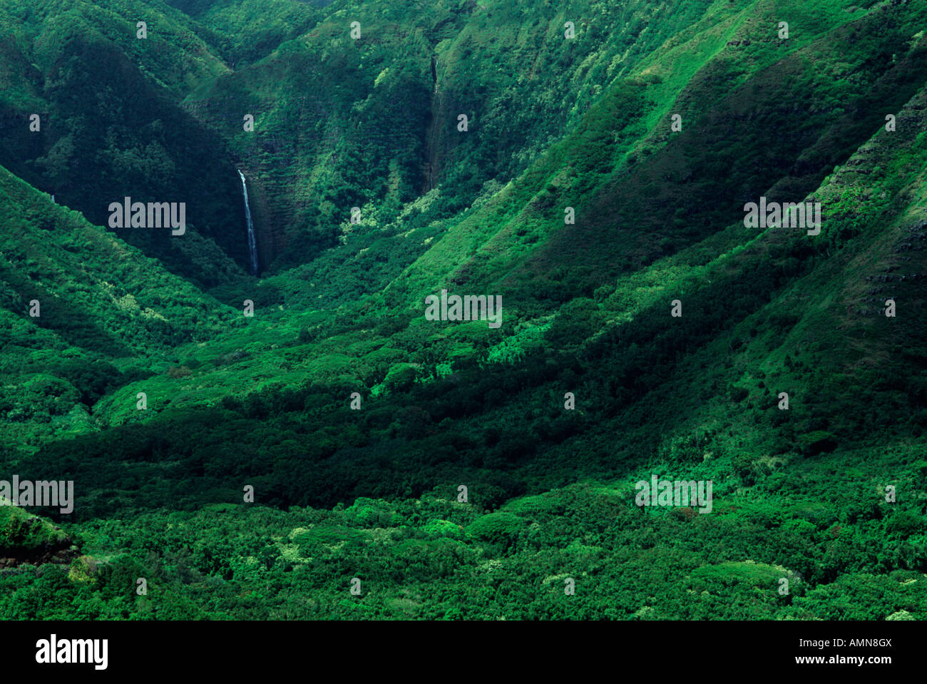 waterfall and Halawa Valley, Molokai, Hawaii USA Stock Photo - Alamy