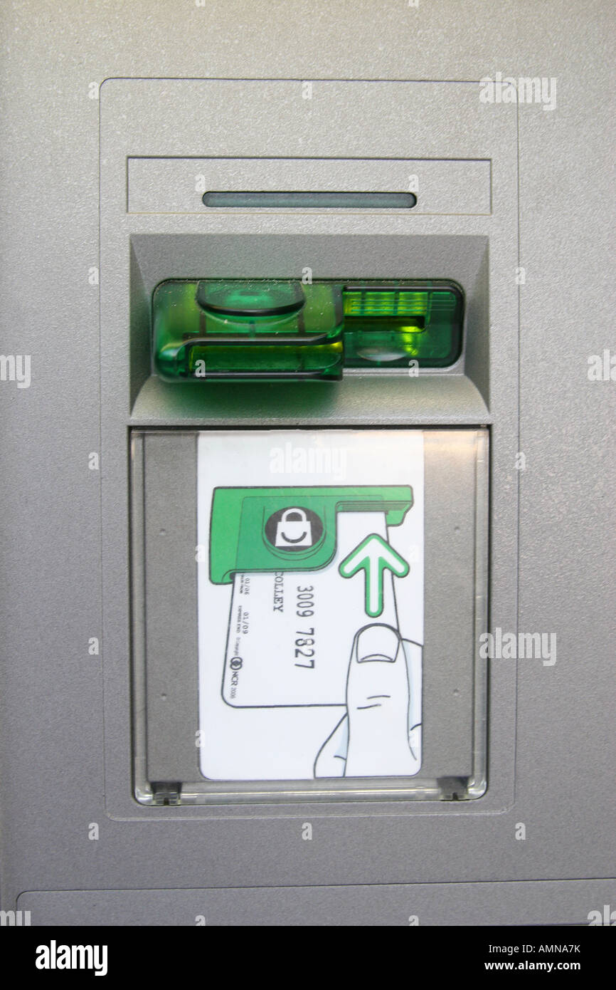 Safety card entry port to ATM cash machine in Majorca Stock Photo - Alamy