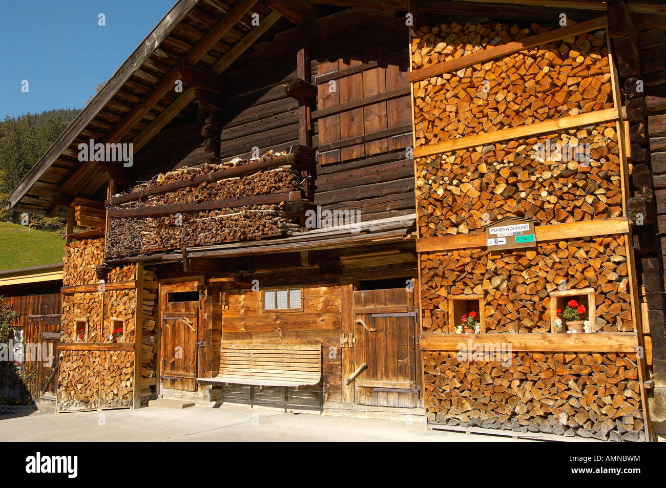 Wood Pile outside swiss Chalet. Grindelwald,Bernese Oberland, swiss ...