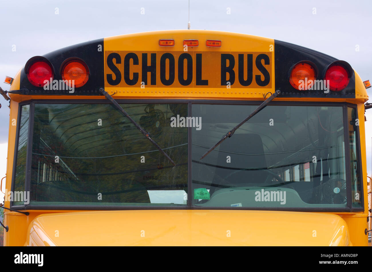 School bus sign on the front of yellow school bus hi-res stock ...