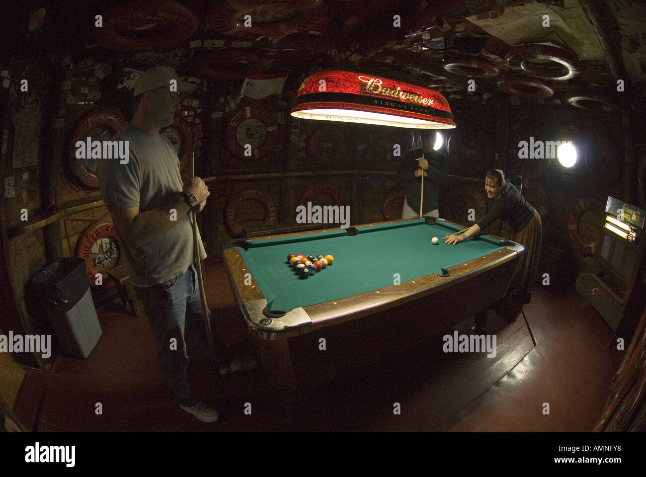 ALASKA HOMER CUSTOMERS PLAYING POOL IN THE FAMOUS SALTY DOG TAVERN ...