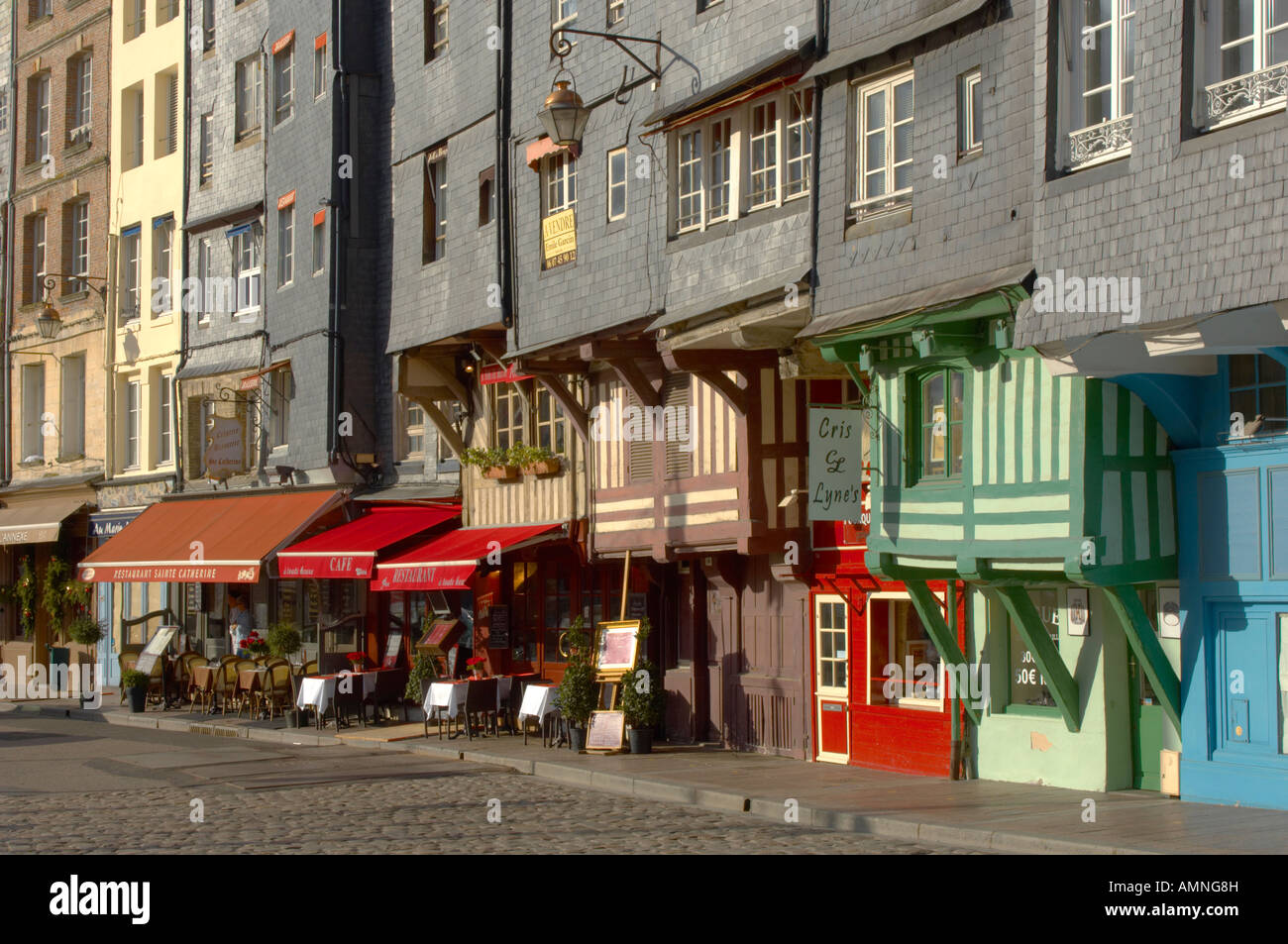 Honfleur Normandy France. Traditional French harbour side restaurant ...