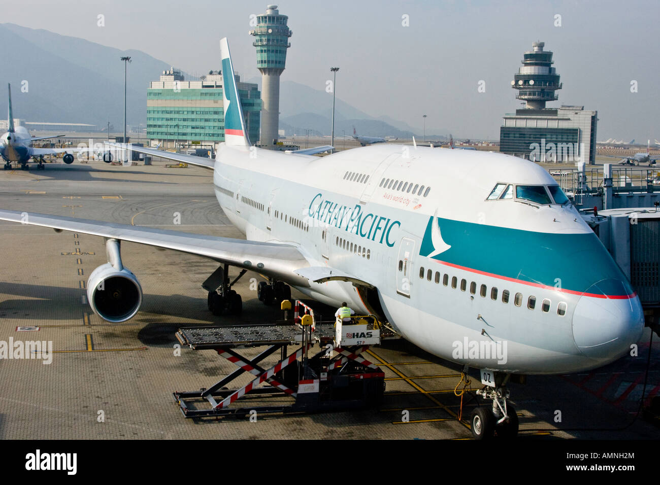 Cathay Pacfic Airplane at the Gate HKG Hong Kong International Airport ...