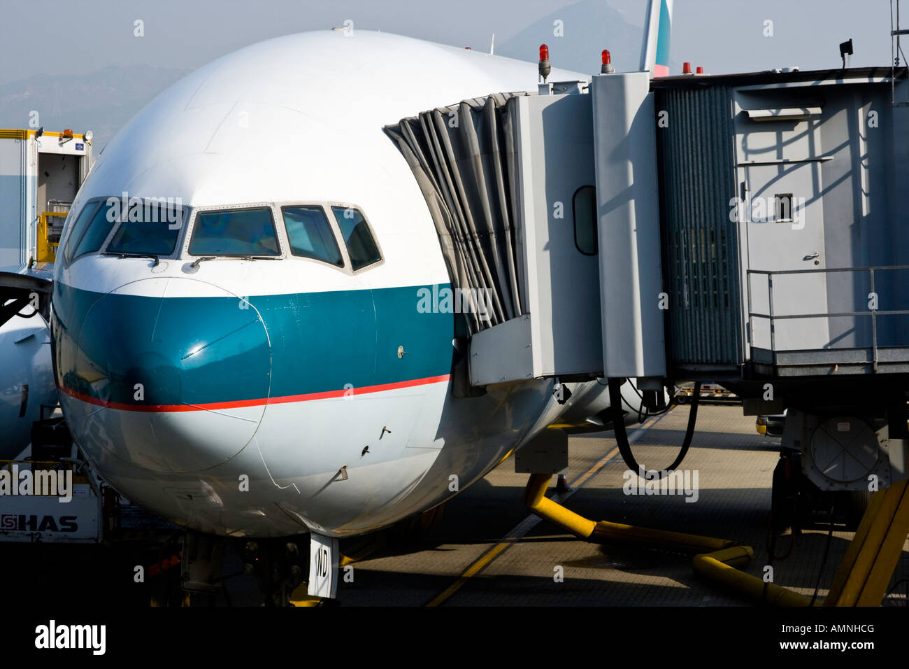 Cathay Pacific Airline Jet at the Gate Jetway HKG Hong Kong ...