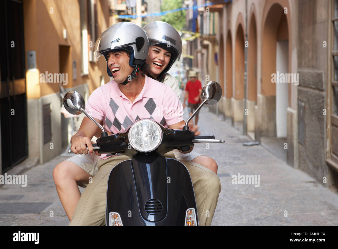 Girl scooter dark hair hi-res stock photography and images - Alamy