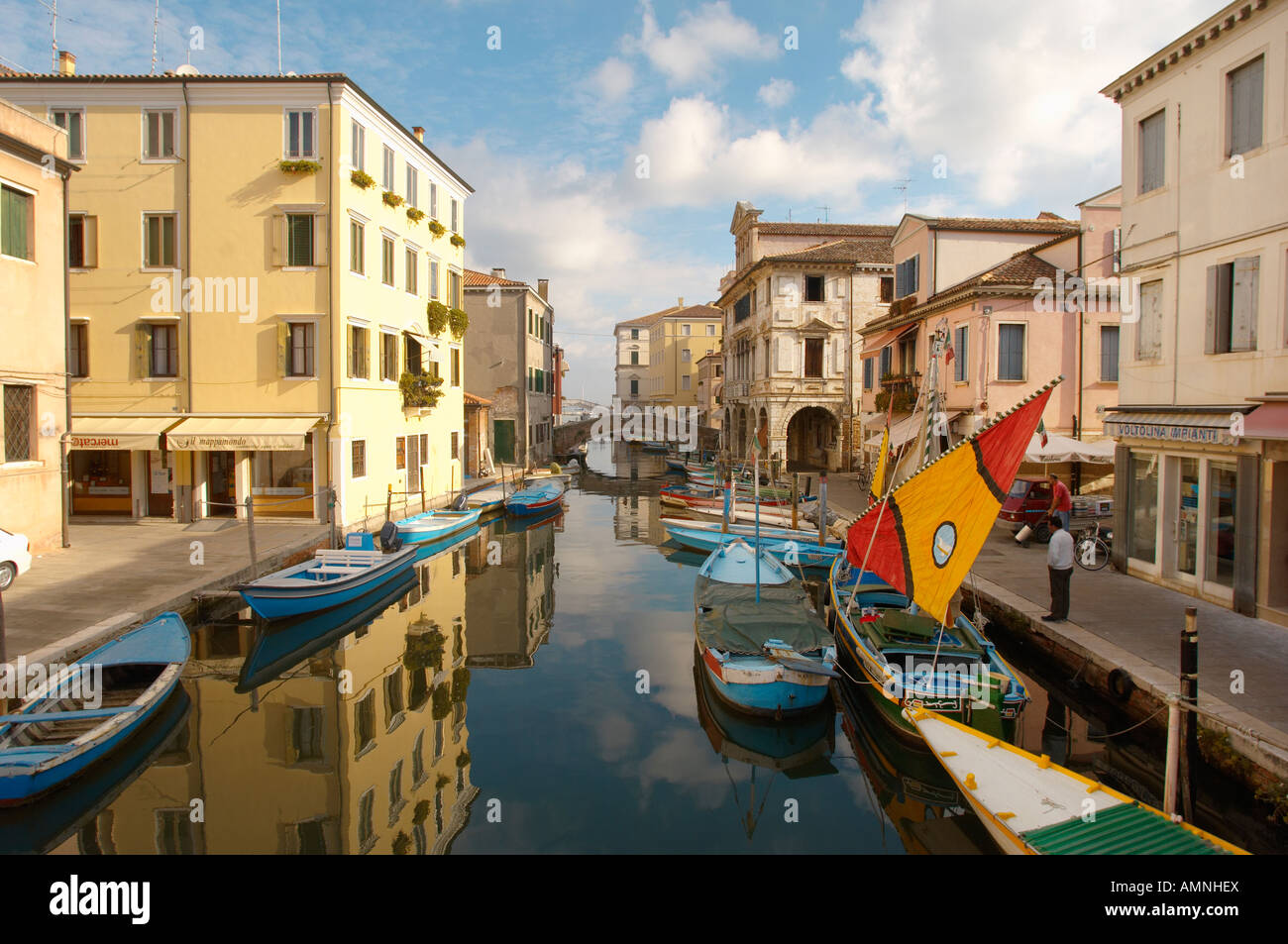 Venetian Sail Fishing Boats on Riva Vena canal. Chioggia, Italy Stock ...