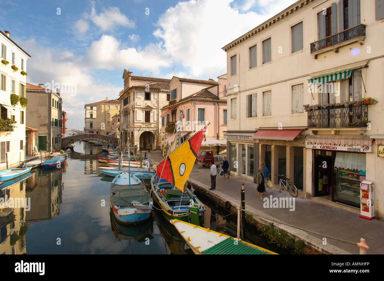 Venetian Sail Fishing Boats on Riva Vena canal. Chioggia, Italy Stock ...