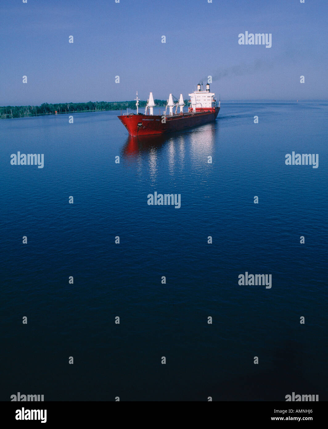 Ship at Entrance to Lake St. Louis, St. Lawrence Seaway, QC, Canada ...