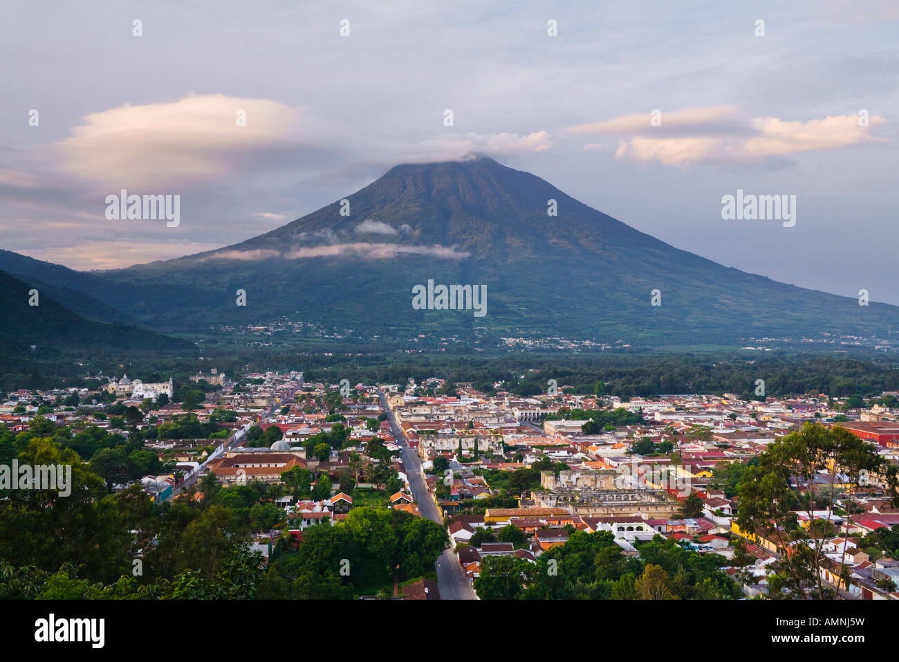 Antigua and Volcan de Agua, Guatemala Stock Photo - Alamy