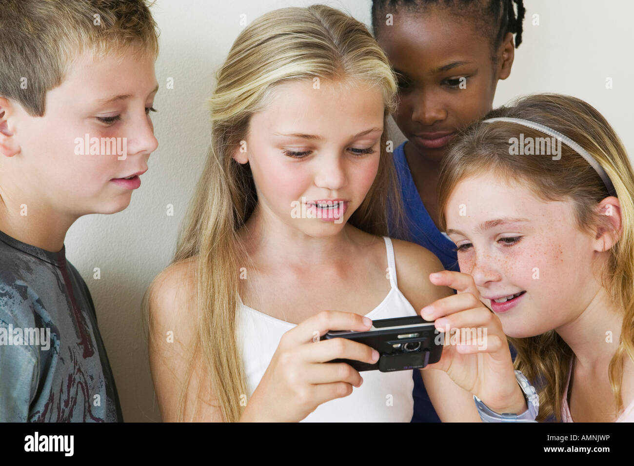 Black african american boy blond caucasian girl hi-res stock ...