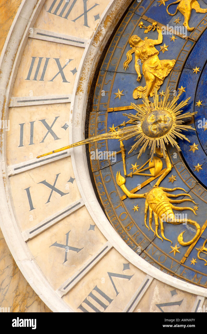 Close up of the astronomical clock face of St Mark's Clock- Venice ...