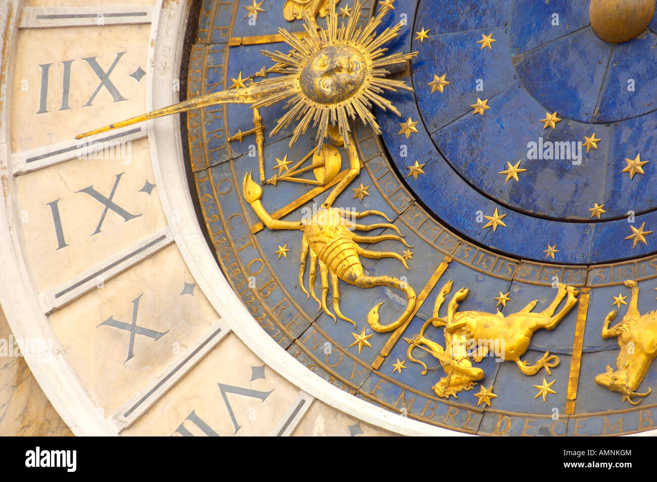 Close up of the astronomical clock face of St Mark's Clock- Venice ...