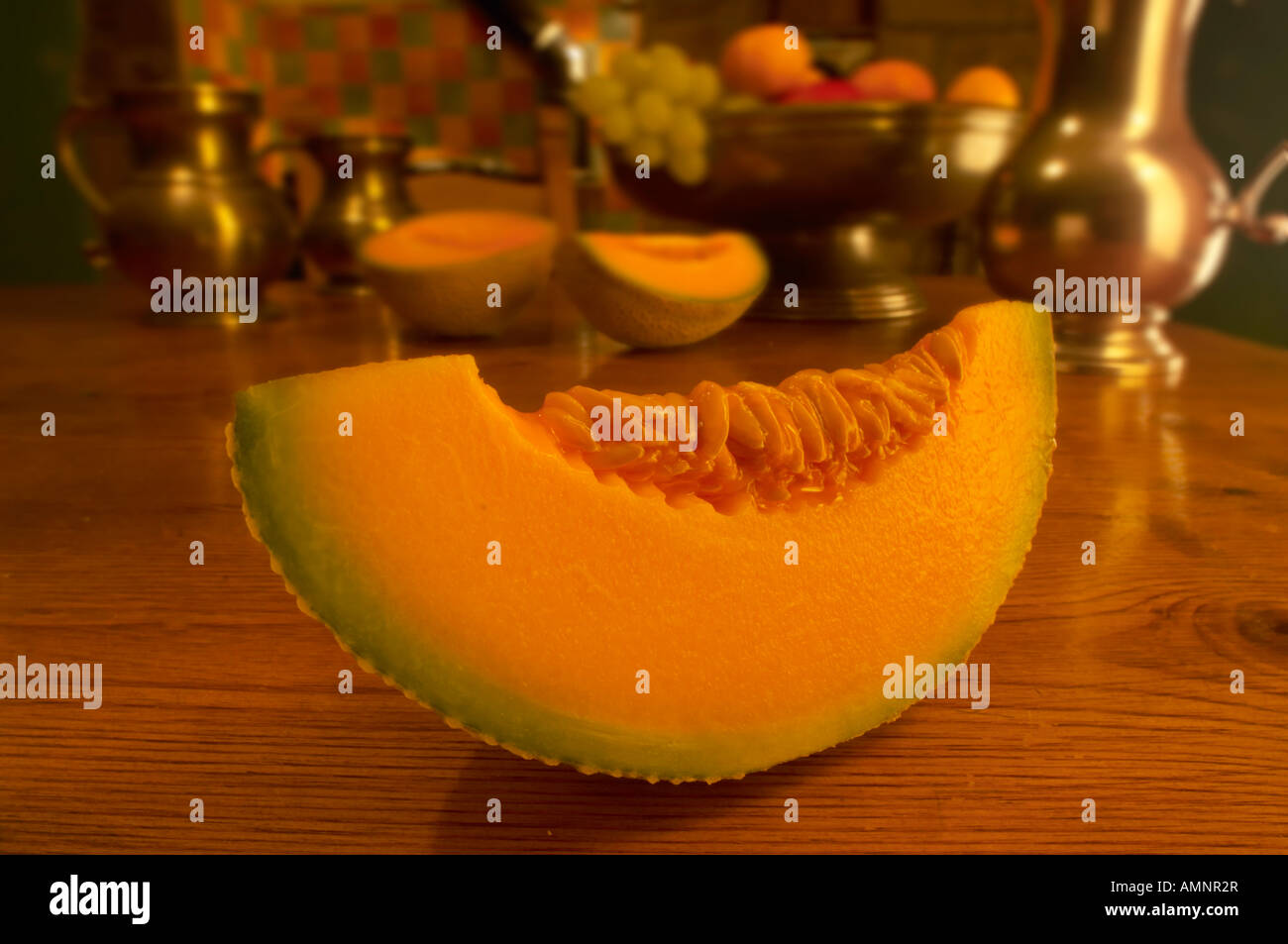 Fresh cut Cantaloupe melon Stock Photo - Alamy