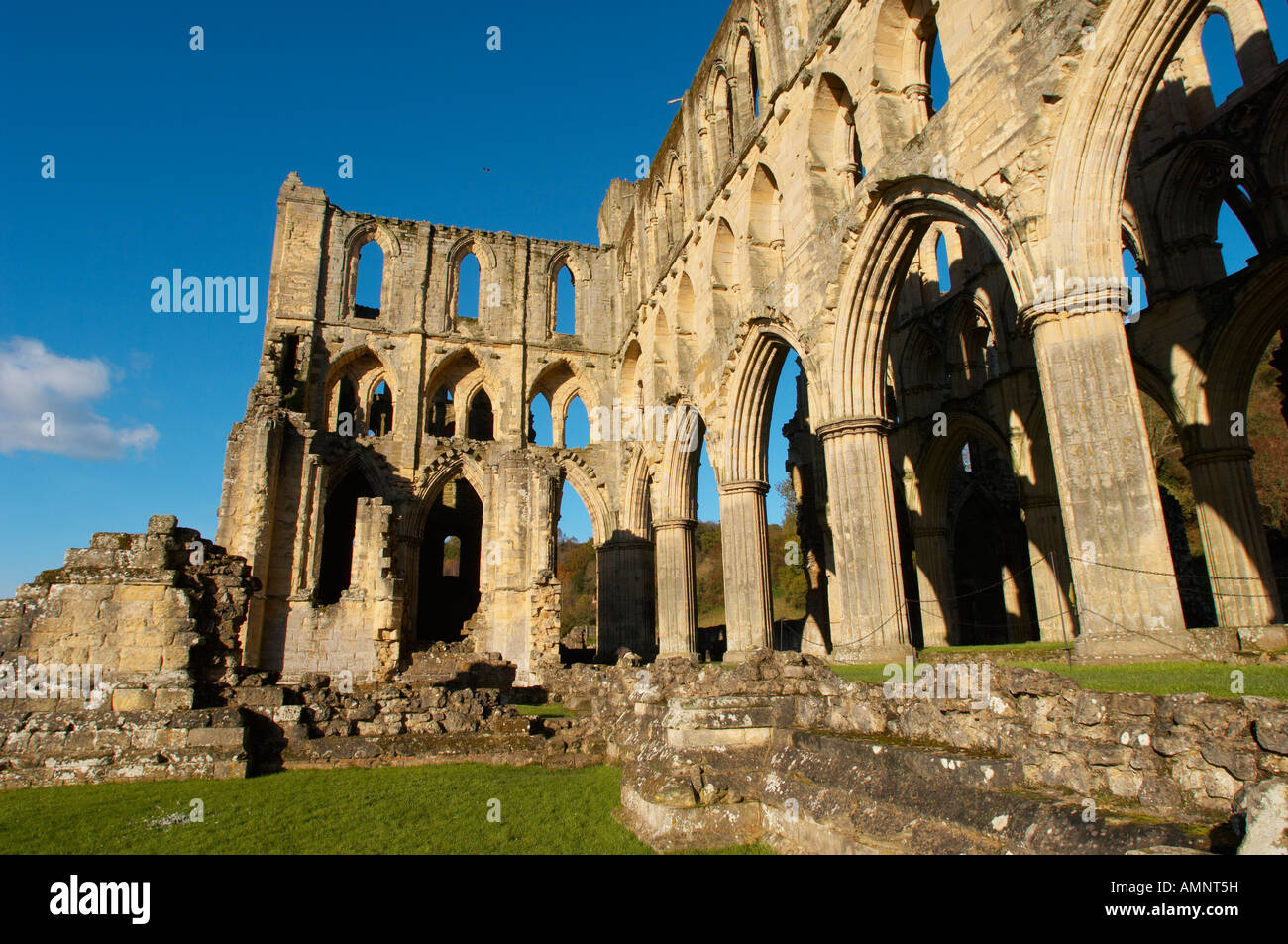 Main aisle with gothic arches and windows, Rievaulx Abbey, North ...