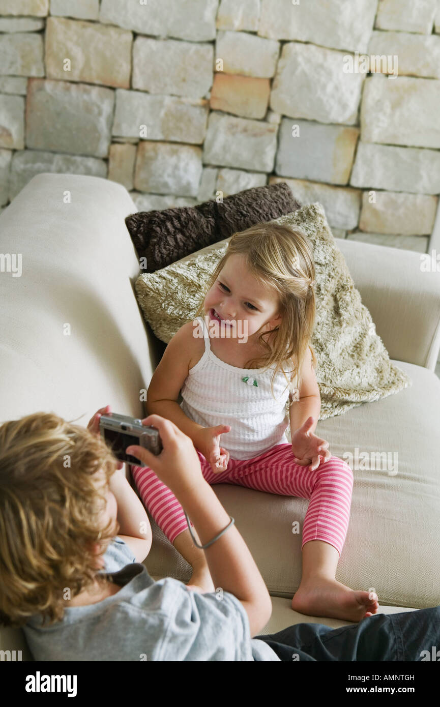 Children Using Camera Stock Photo - Alamy