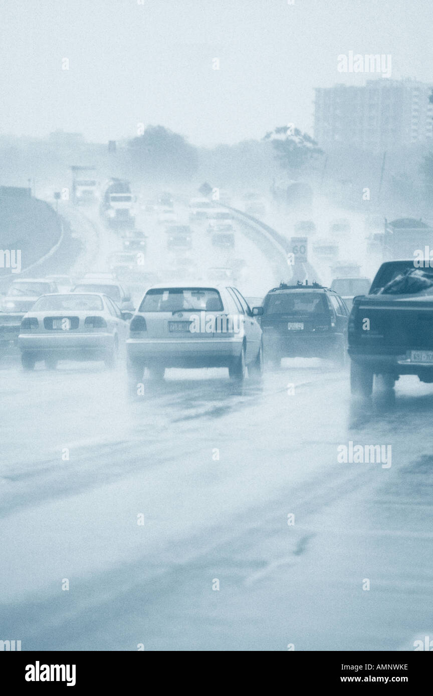 Daytime traffic wet motorway hi-res stock photography and images - Alamy