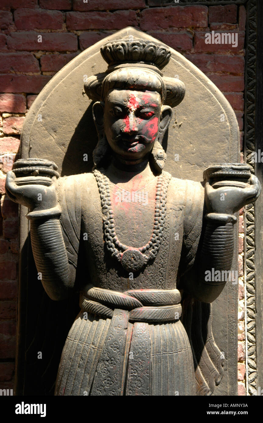 Figure with red coloured cheeks Royal Palace Bhaktapur Nepal Stock ...