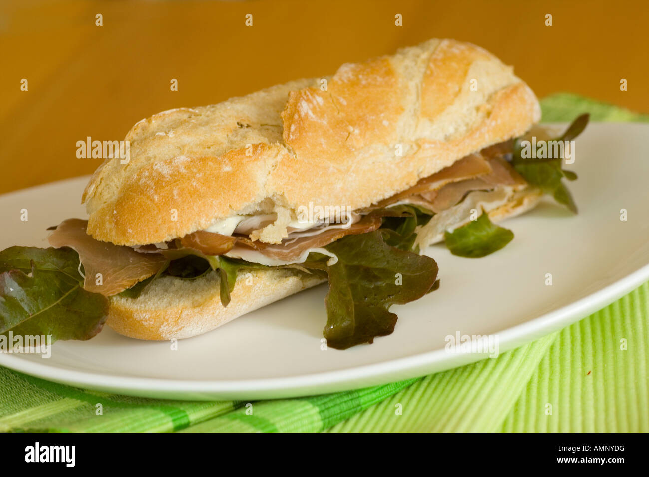 baguette with ham Stock Photo - Alamy