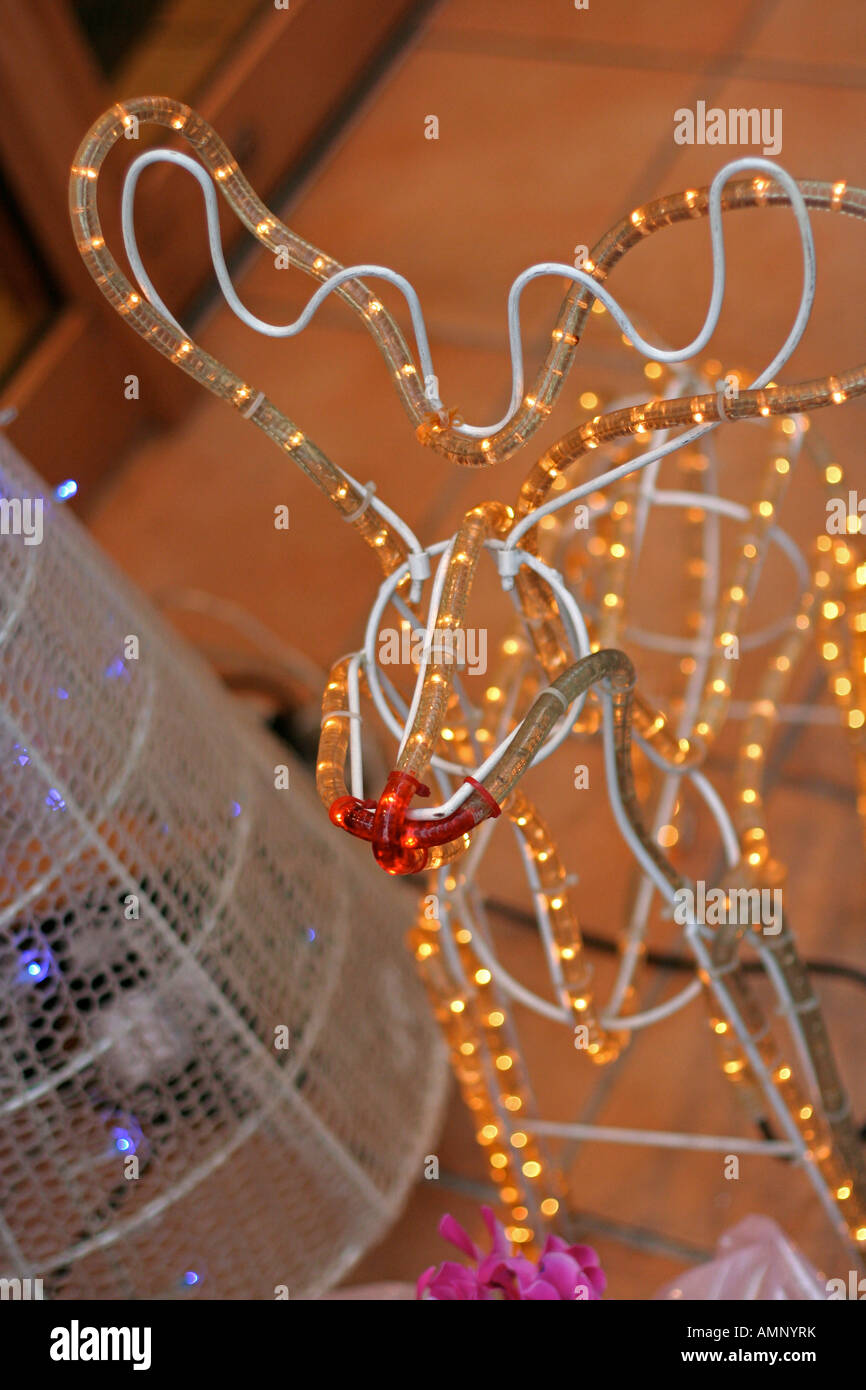 A reindeer made of light rope shaped with metal wire Stock Photo - Alamy