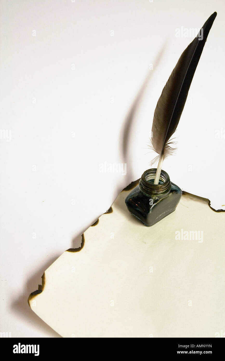 pen with inkpot Stock Photo - Alamy