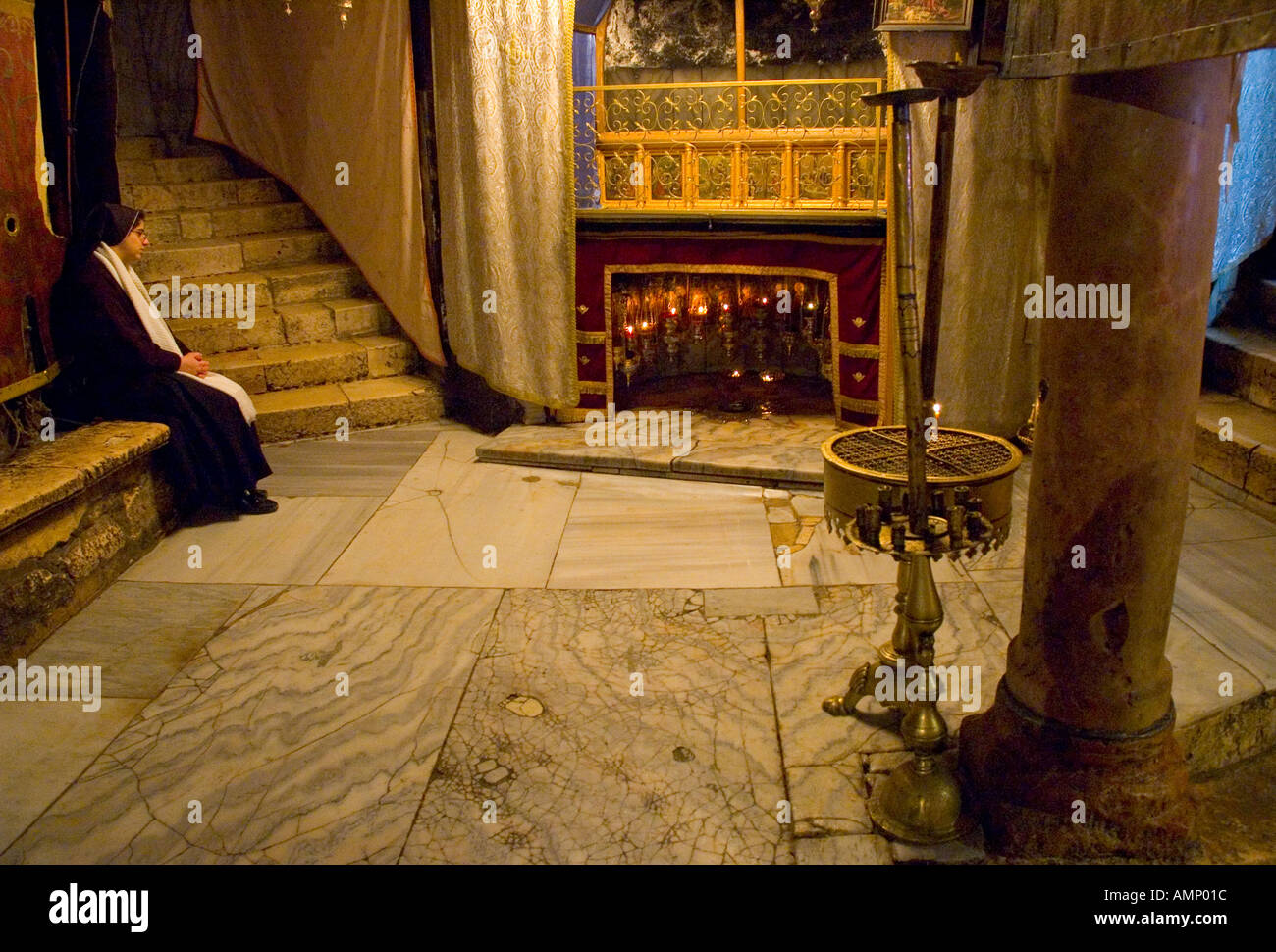 Church of nativity column bethlehem hi-res stock photography and images ...