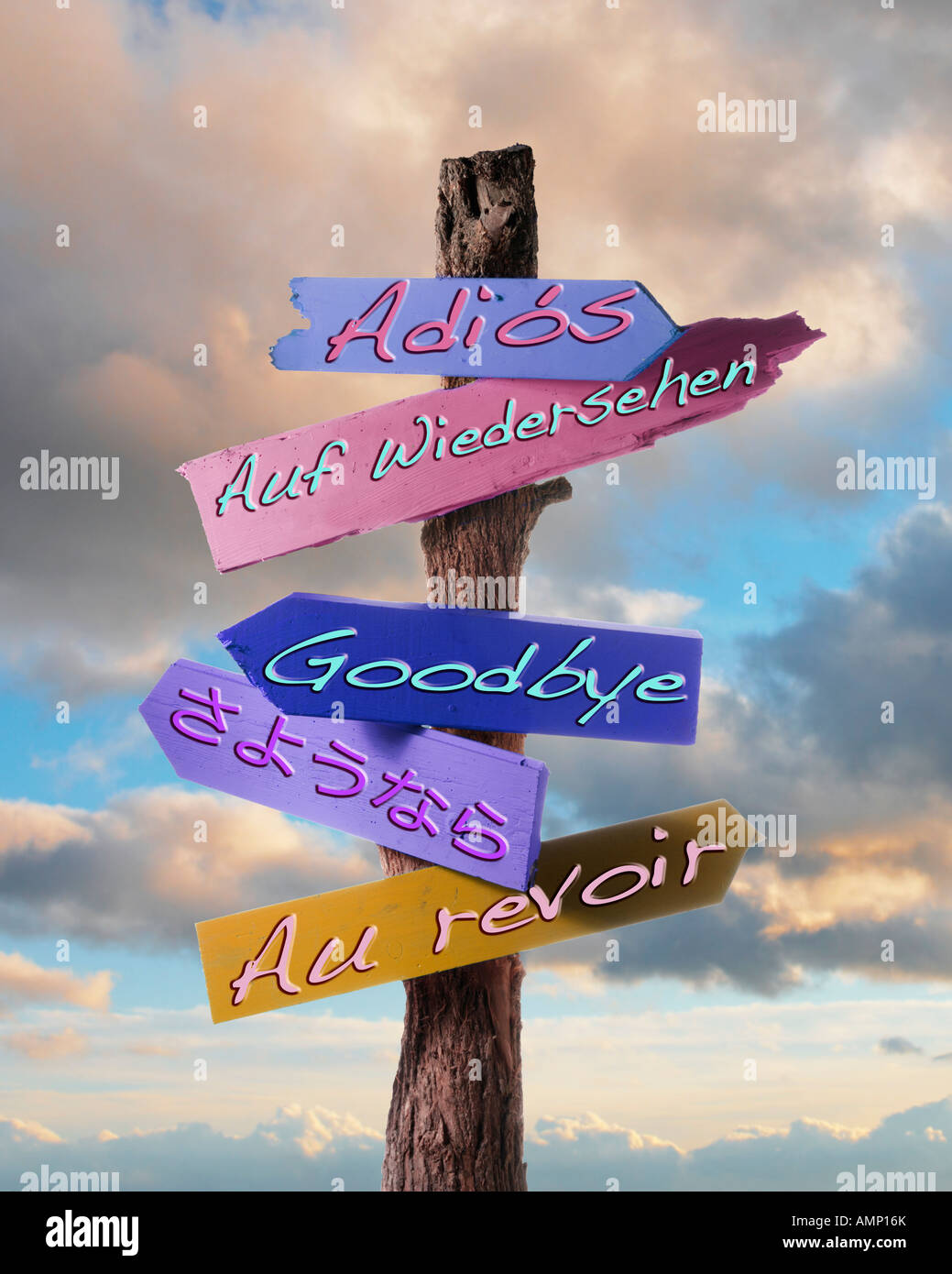 Sign Notice Or Bill Board Saying Goodbye Au Revoir Adios Auf Sign Notice Or Bill Board Saying Goodbye Au Revoir Adios Auf