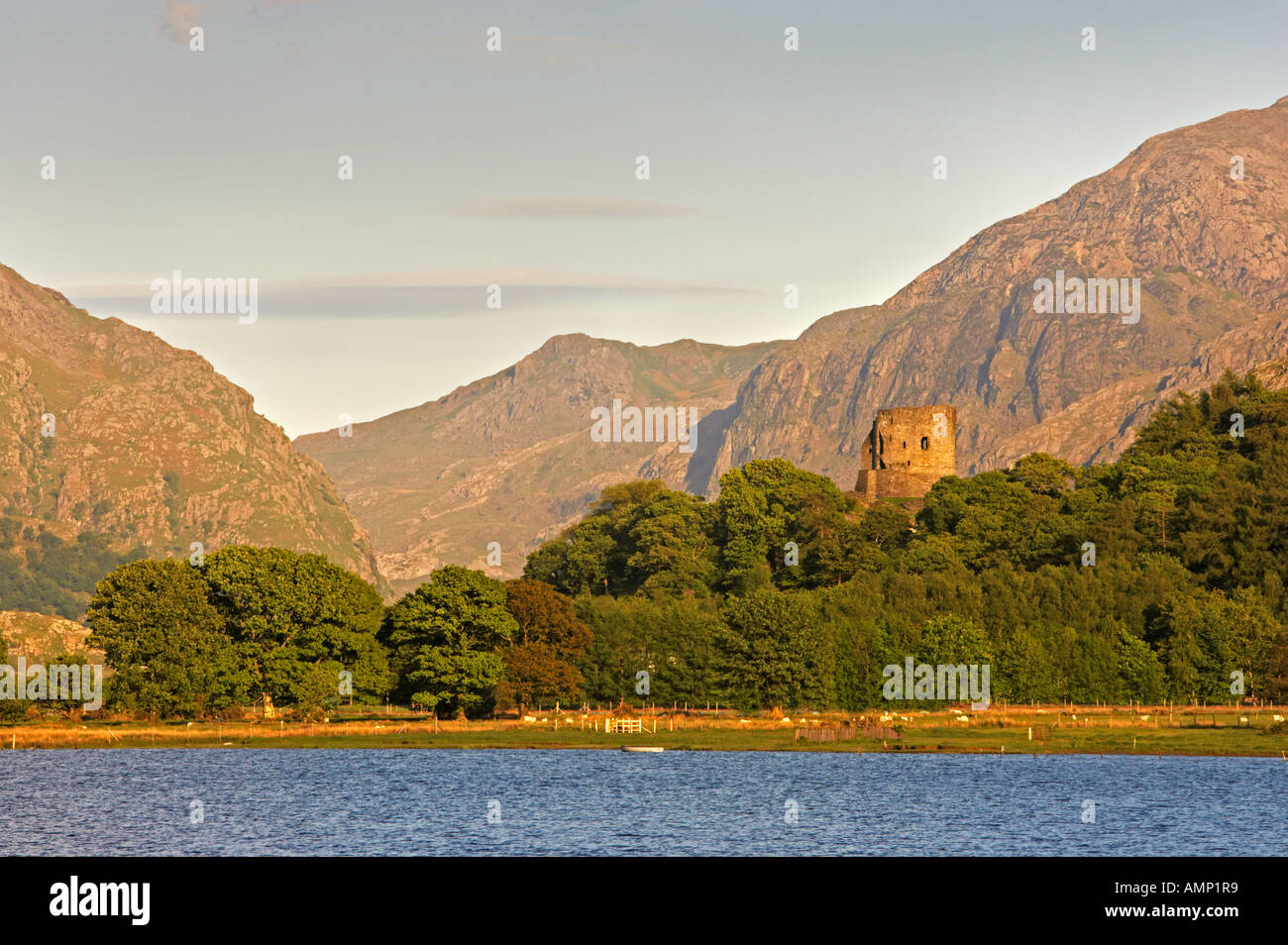 Lake Padarn Dolbadarn Castle Llanberis Snowdonia North West Wales Stock ...