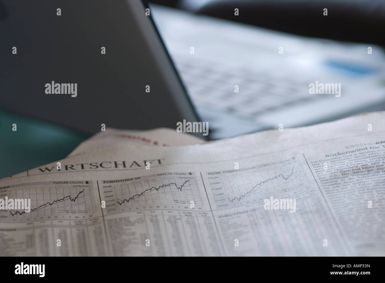 Notebook with newspaper Stock Photo - Alamy