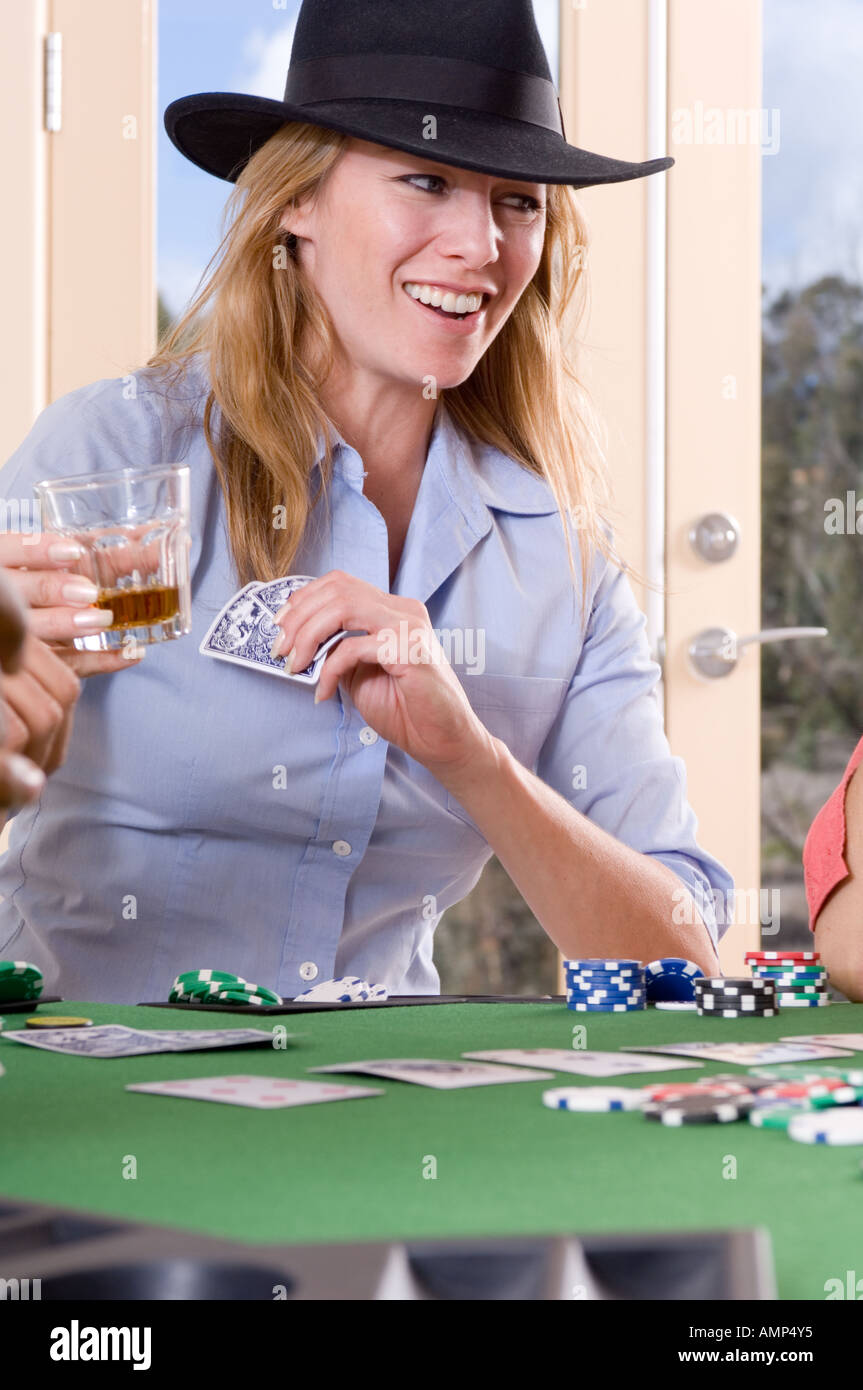Portrait of female poker player Stock Photo - Alamy