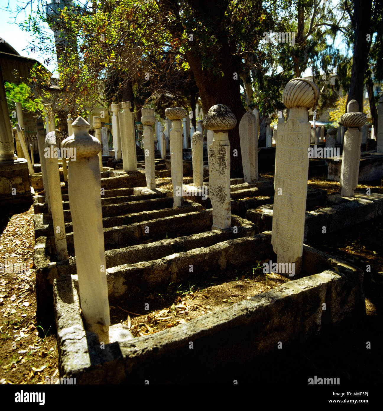 Rhodes Greece Tombs With Turbans Facing Makkah Stock Photo - Alamy