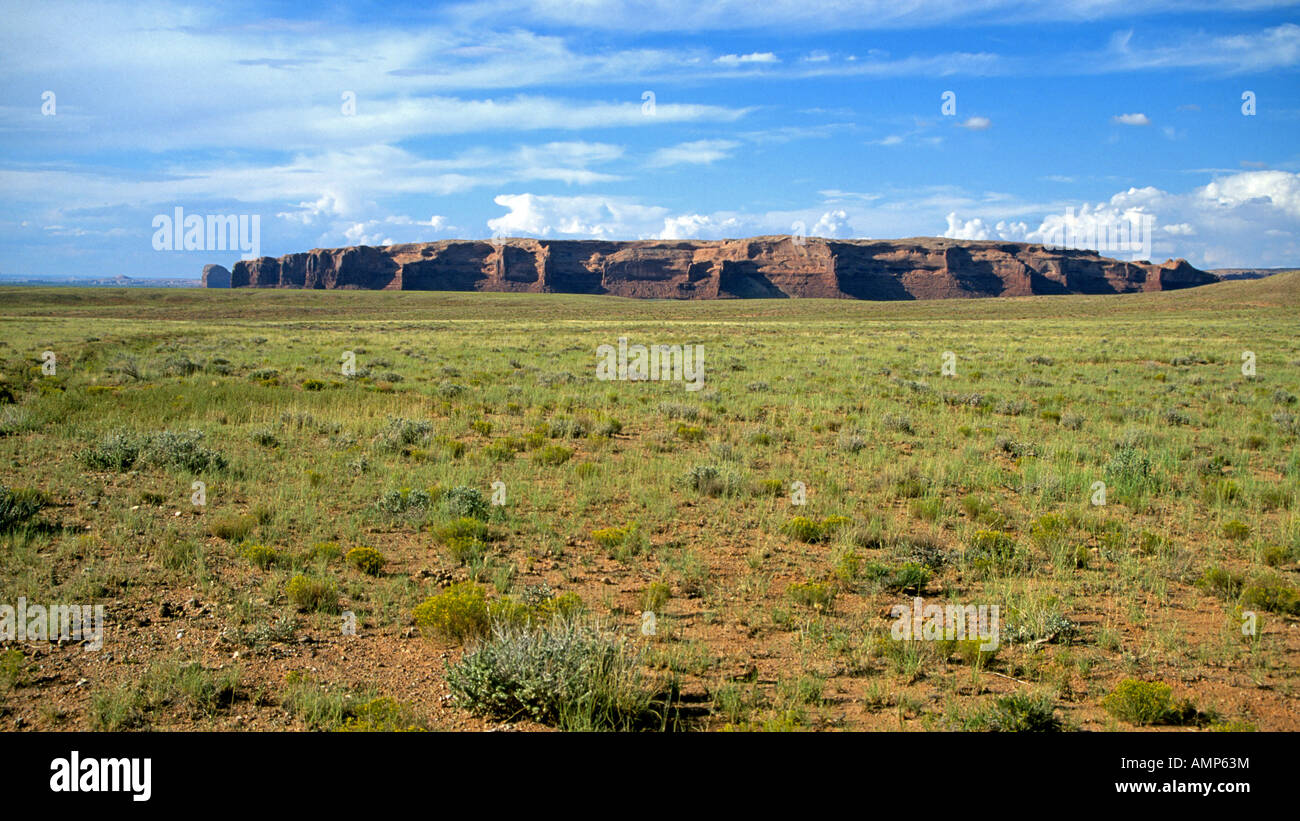 A large sandstone mesa stretches across part of the Navajo Reservation ...