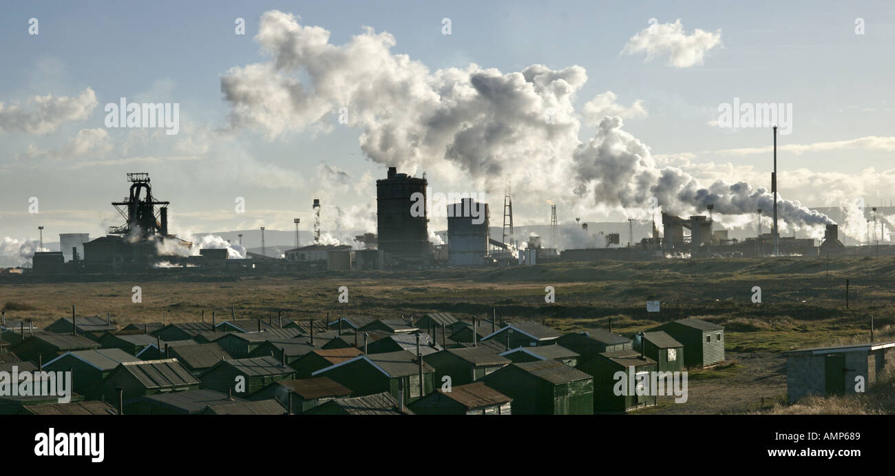 Panoramic view of the Corus Steel plant at Redcar Teesside England ...