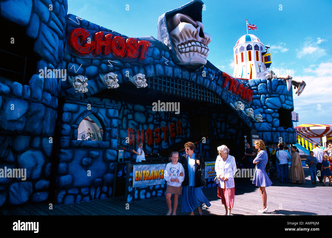 Brighton Sussex Ghost Train On Pier And People Stock Photo - Alamy