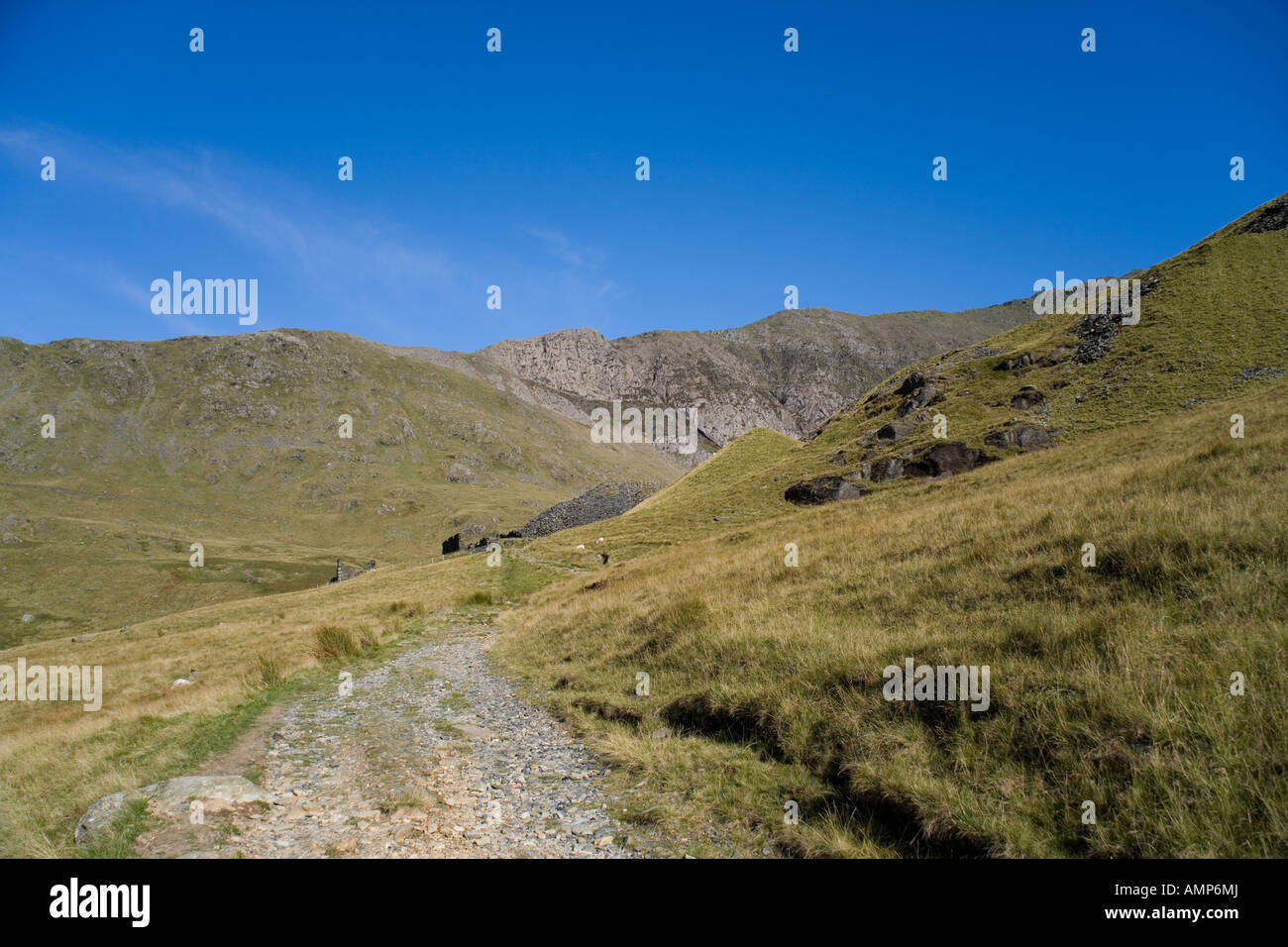 Walking up Mount Snowdon on the Watkin Path from Cwm Llan, Snowdonia ...